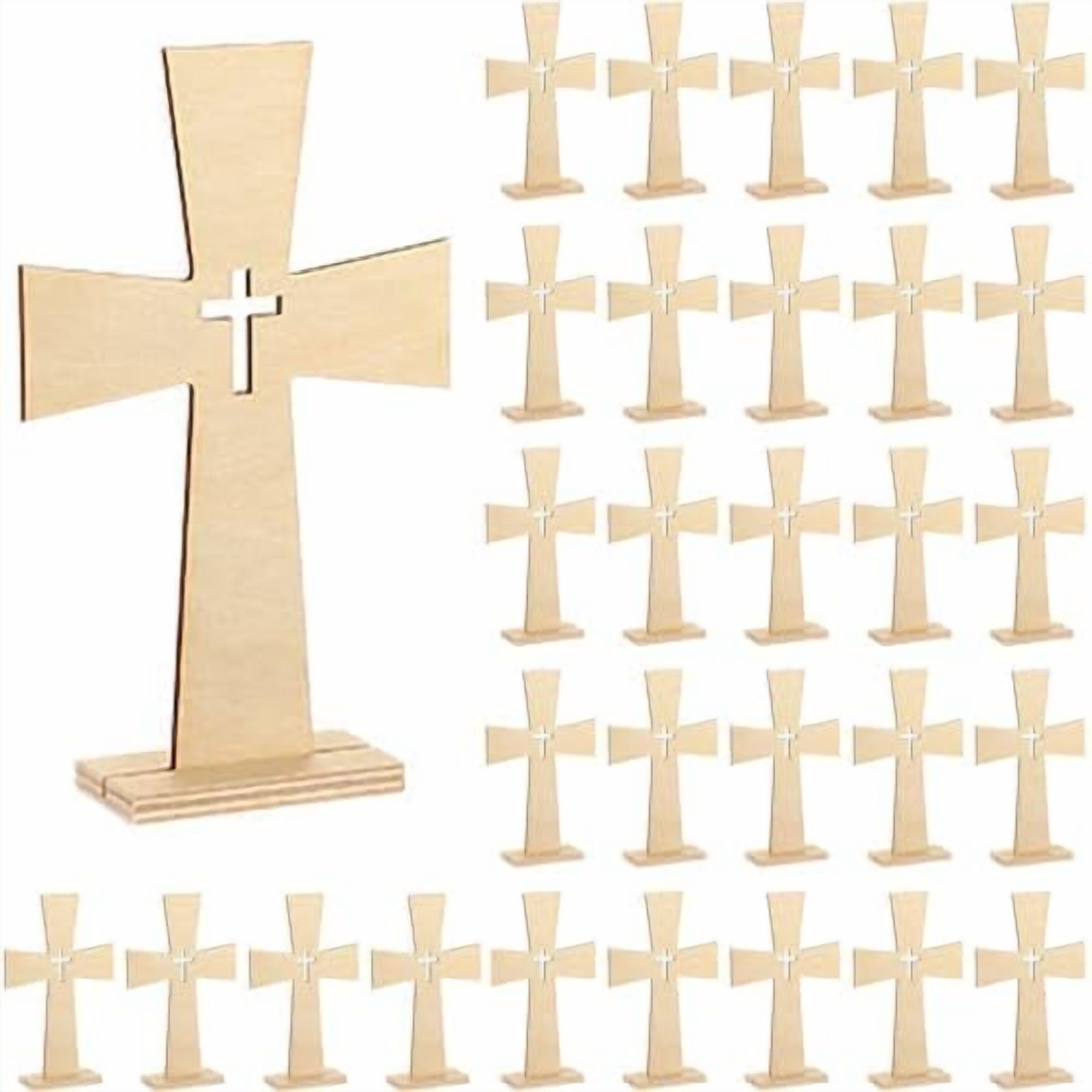 48 Pcs Christmas Nativity Wooden Crosses for Baptism, Unfinished Wood ...