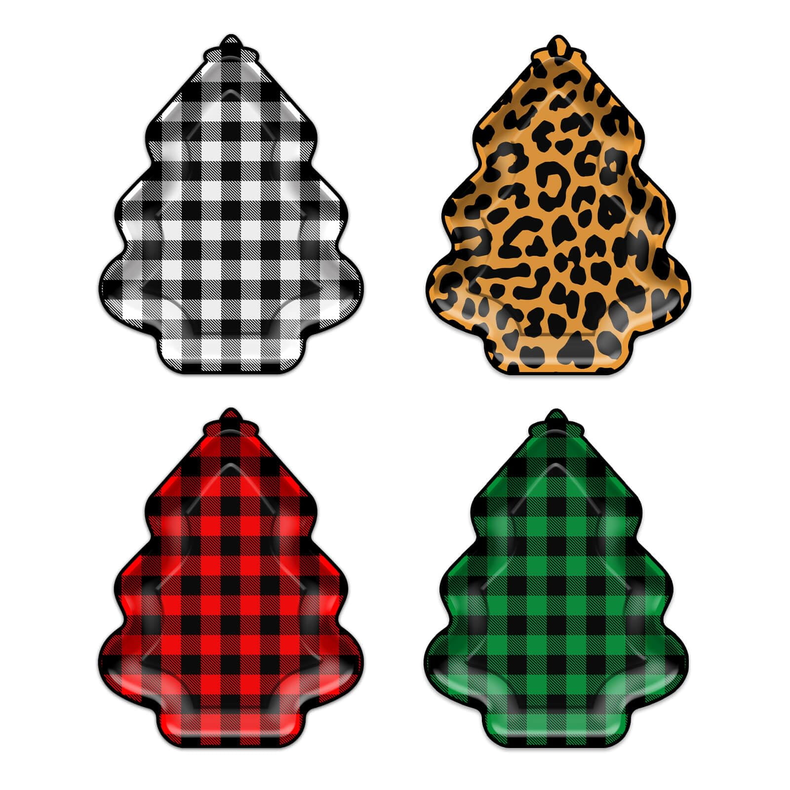 48 Pcs Christmas Paper YPF5 Plates Christmas Tree Shaped Plates Green ...