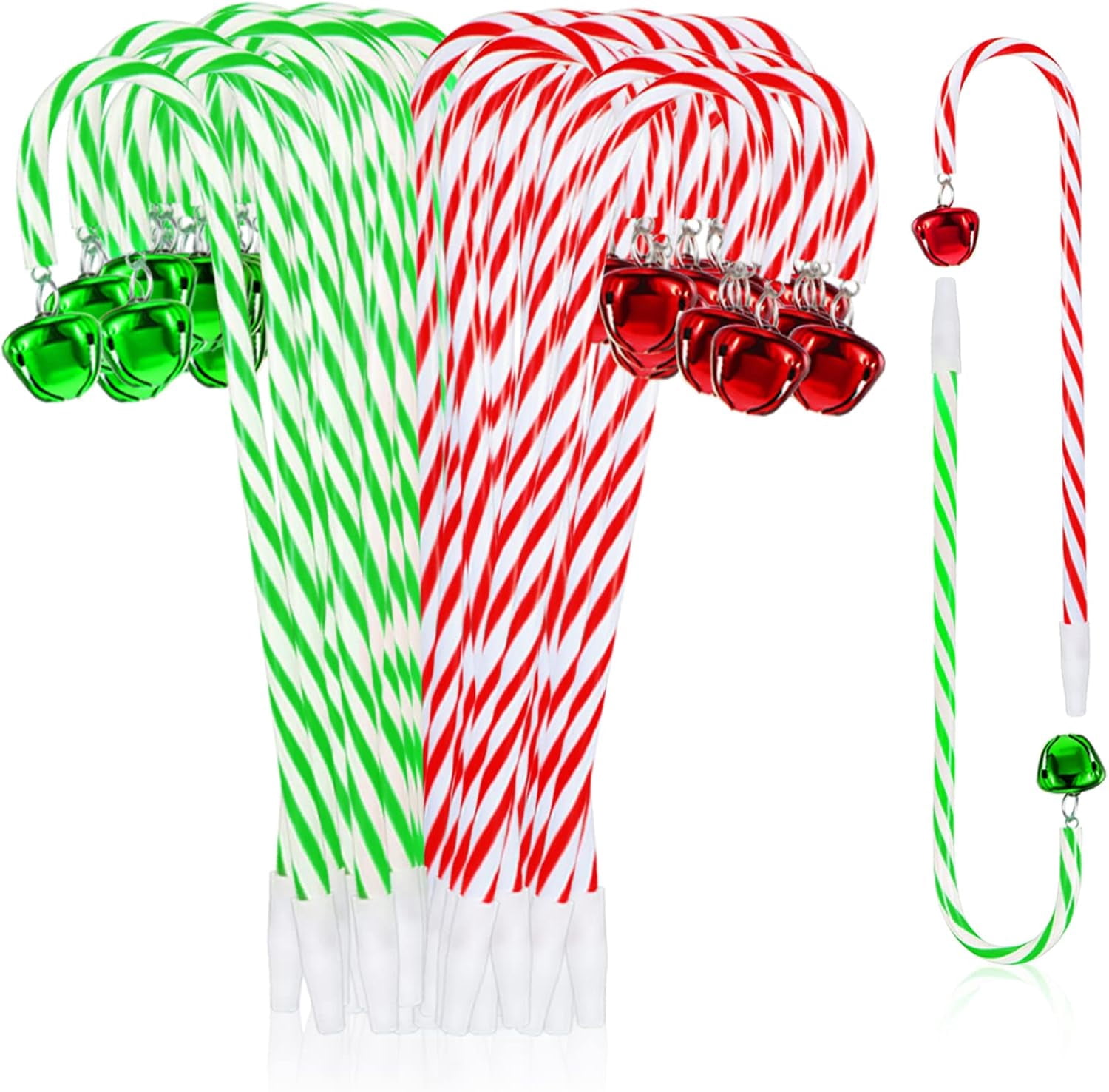 48 Pcs Christmas Pens Red Green Candy Cane Pens with Bell Black Ink 0.7 ...