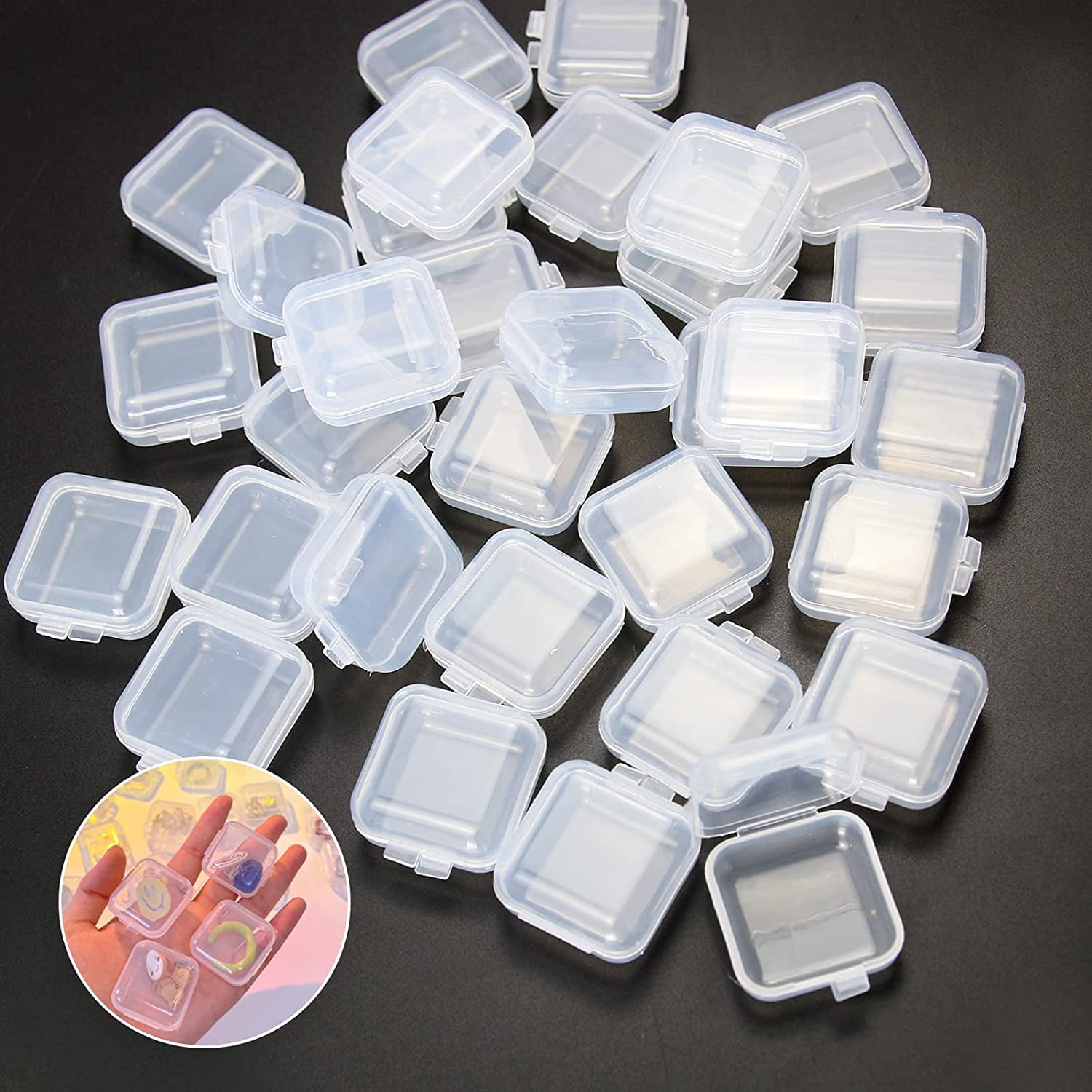 48 Pcs Clear Small Plastic Storage Containers Anti Oxidation ...