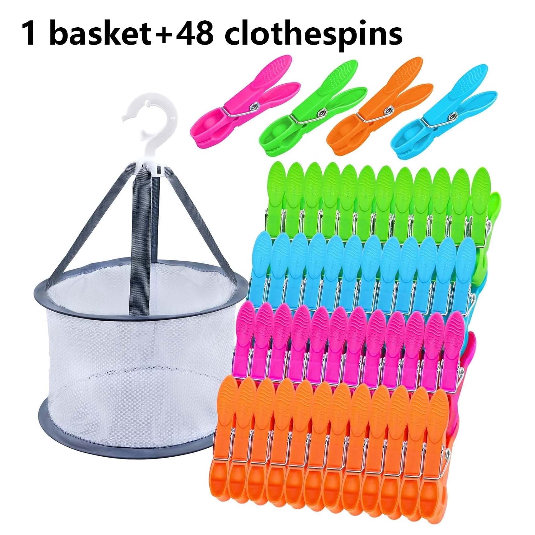 48 Pcs Clothes Pegs,Plastic Clothes Pins Heavy Duty Outdoor for Hanging ...