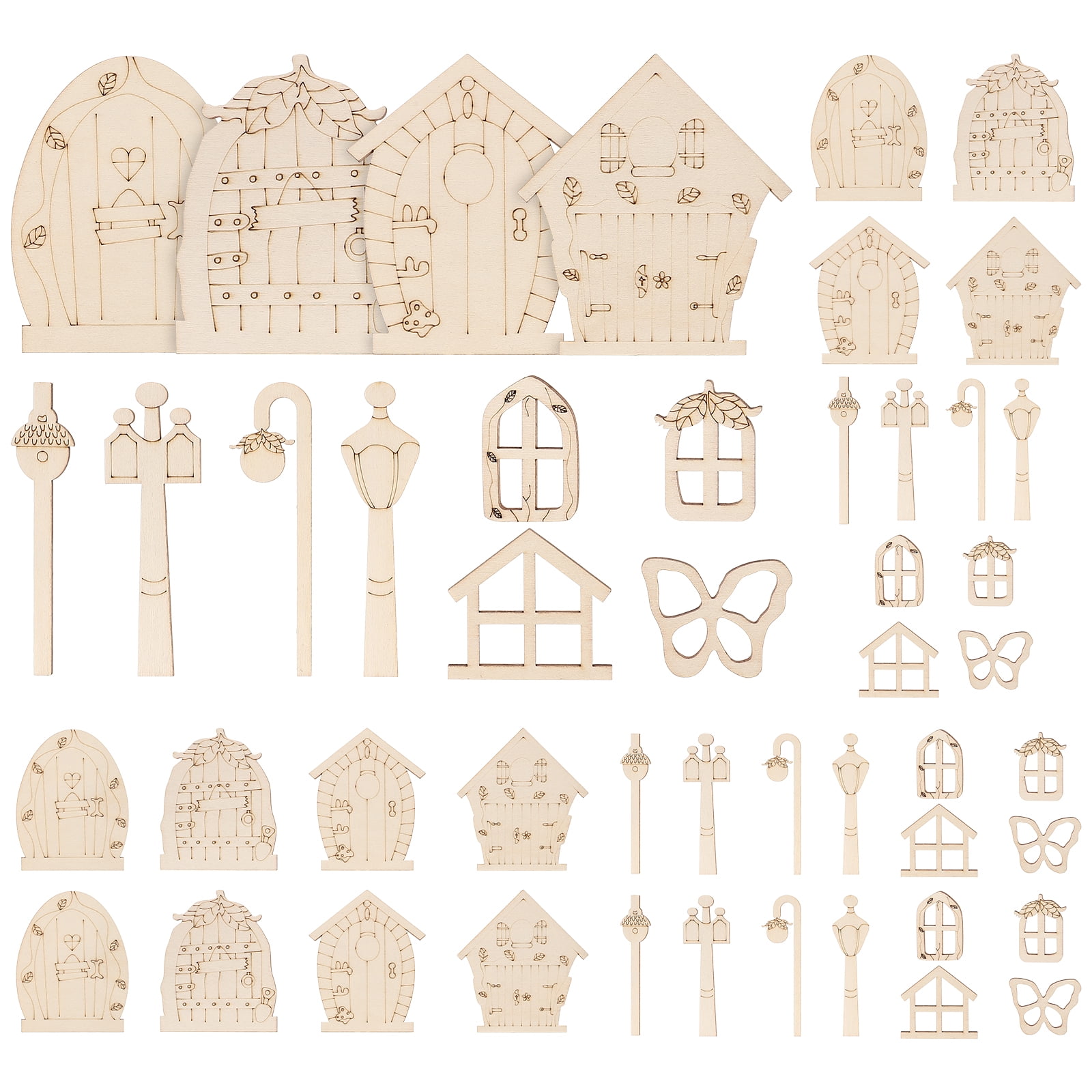 48 Pcs Cutouts Street Light House Wood Chips Versatile Decor - Walmart.com