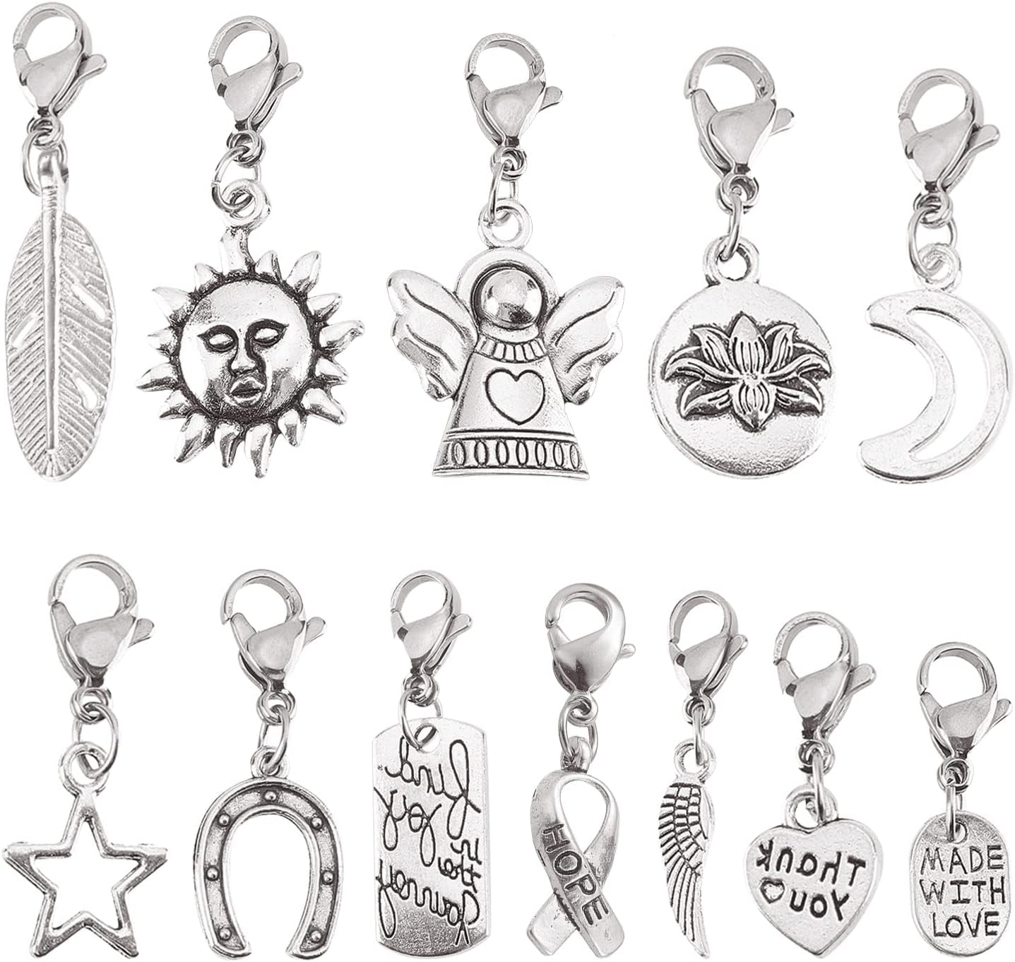 48 Pcs Dangle Charm Pendants 12 Styles Alloy Stitch Marker Charms Drop ...
