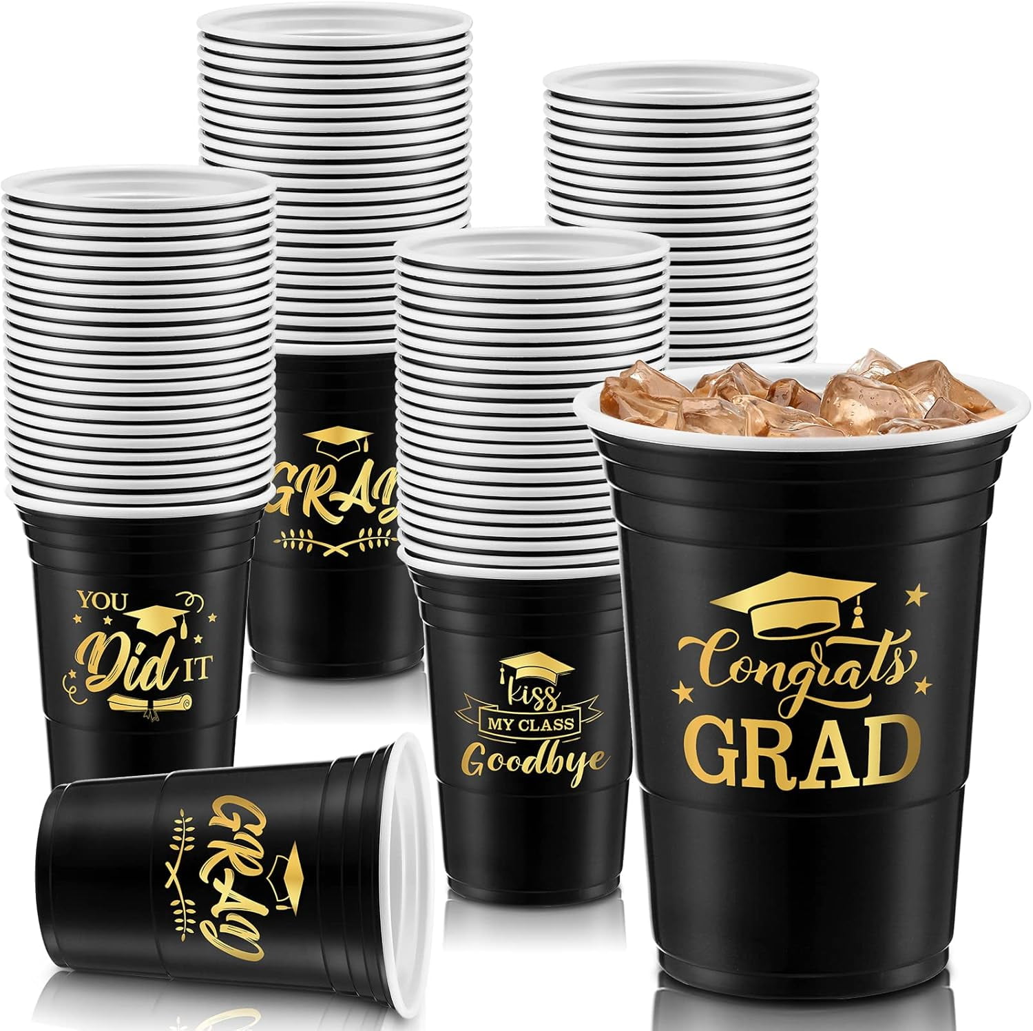 48 Pcs Disposable Graduation Party Plastic Cups, 16 oz Graduation ...