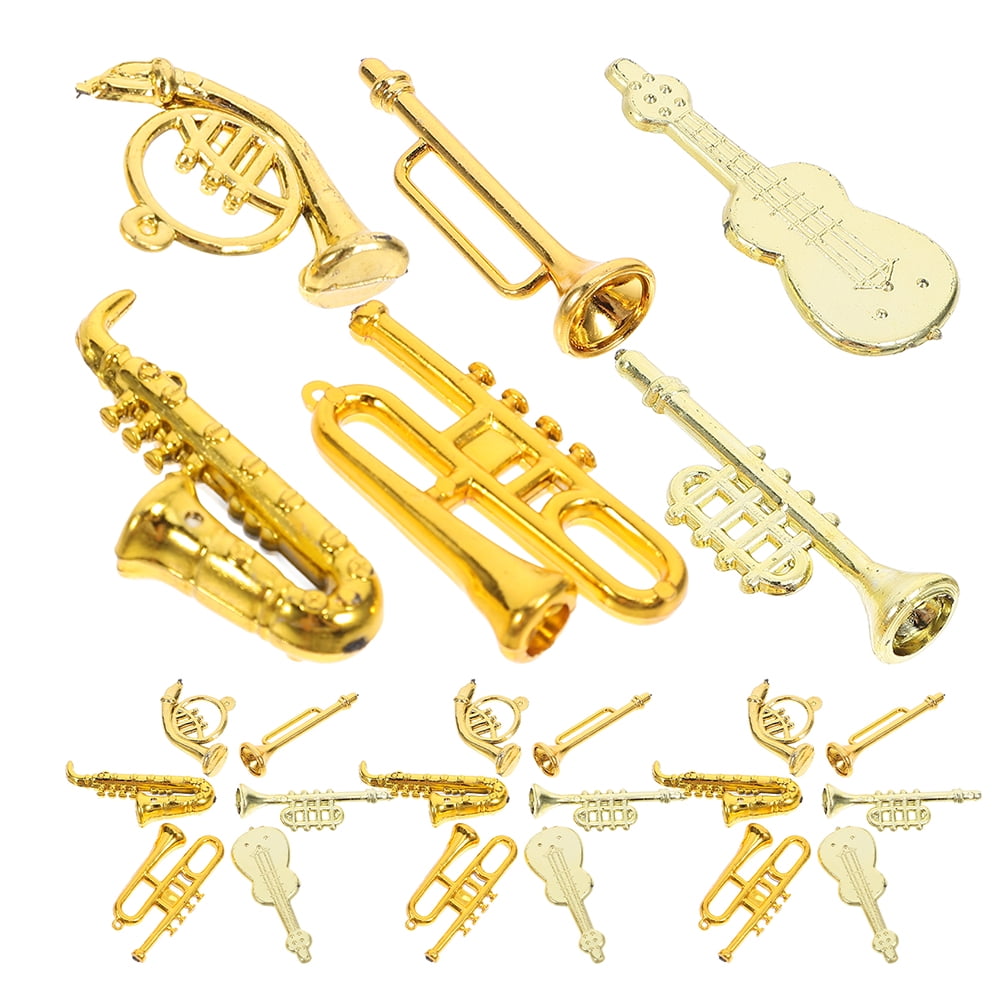 48 Pcs Dollhouse Musical Instruments Miniature Violin Trumpet Saxophone ...