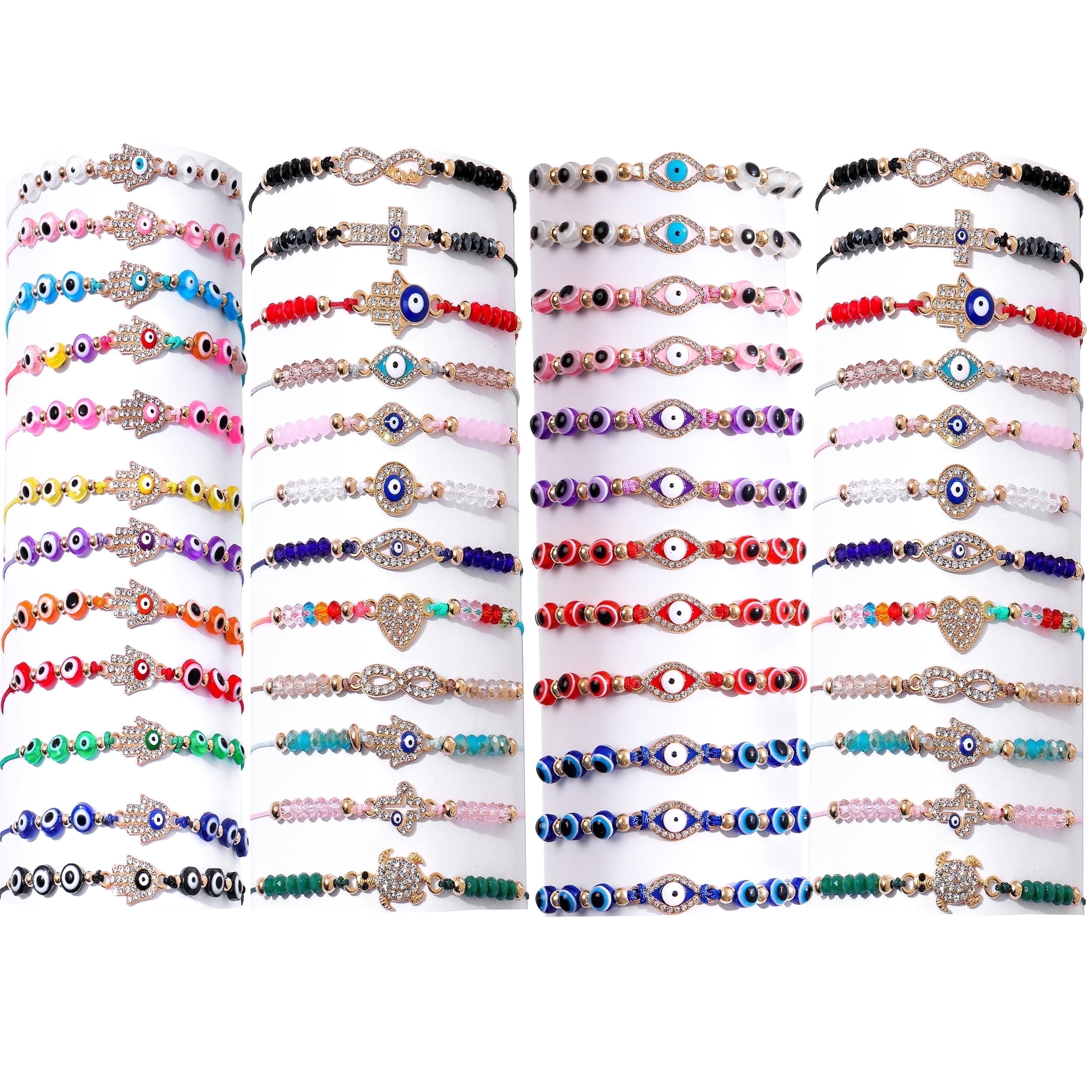 48 Pcs Evil Eye Bracelets Mexican Bracelets Protection Mal De Ojo ...
