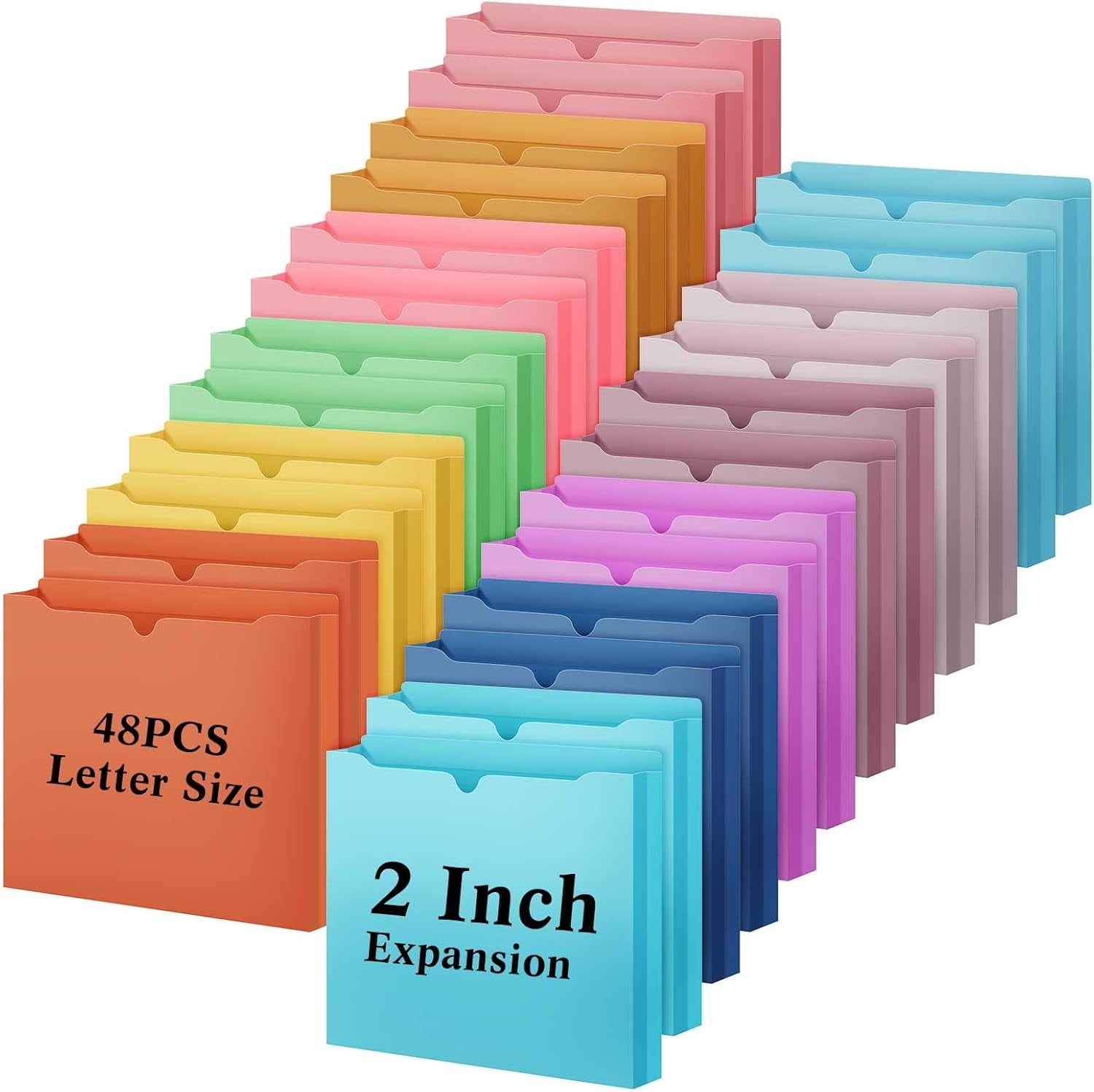 48 Pcs Expanding Pocket File Folder Jackets Letter Size 2 Inch ...