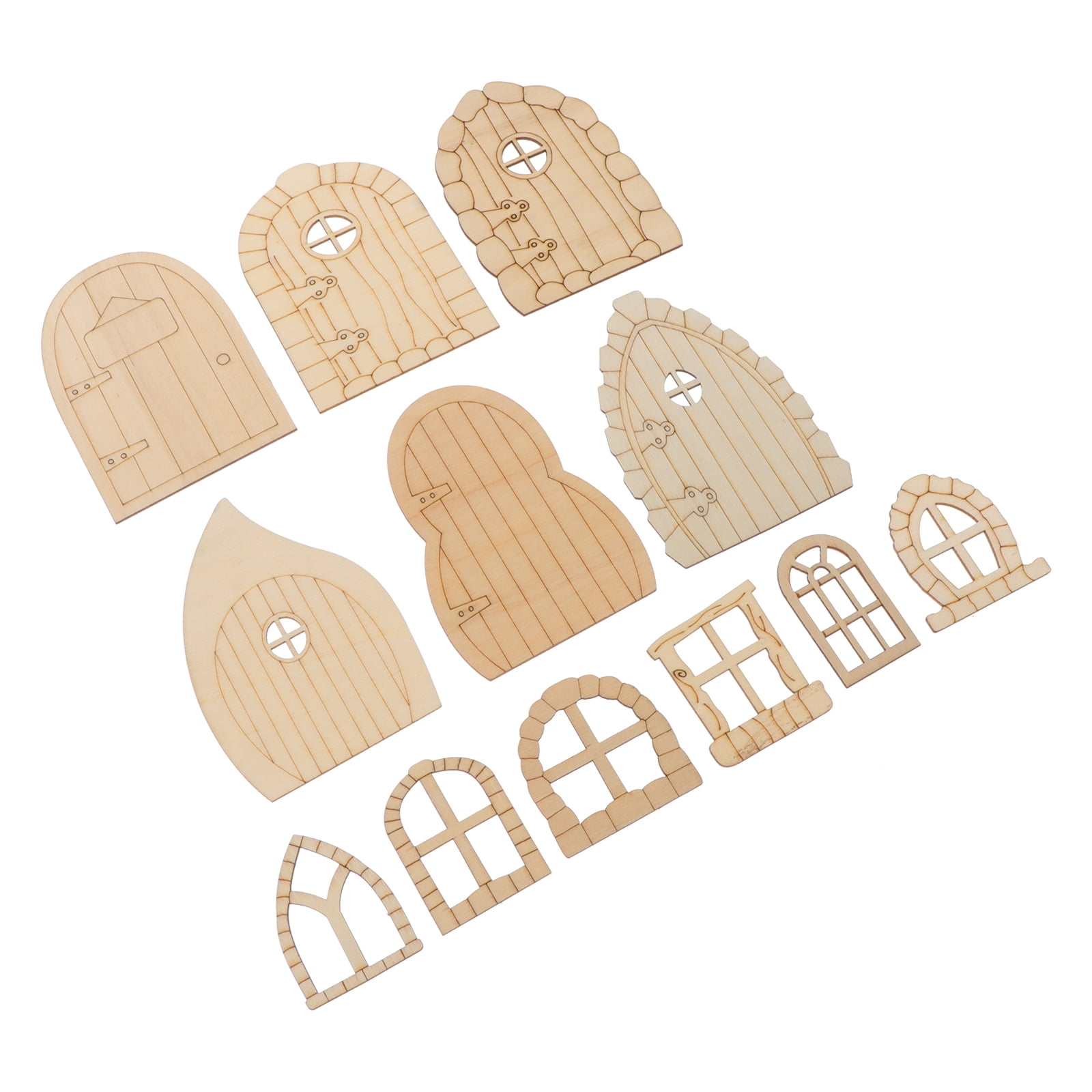 48pcs Wooden Fairy Garden Doors Chips for DIY Fairy Garden Doors and Cutout Graffiti Chips ...
