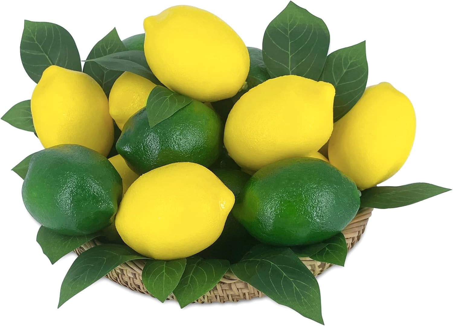48 Pcs Fake Lemons Artificial Fruits Limes with Leaves, Faux Yellow ...