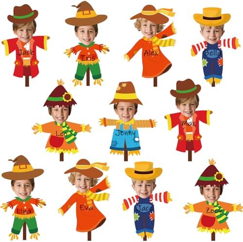 48 Pcs Fall Scarecrow Bulletin Board Autumn Scarecrow Paper Photo ...
