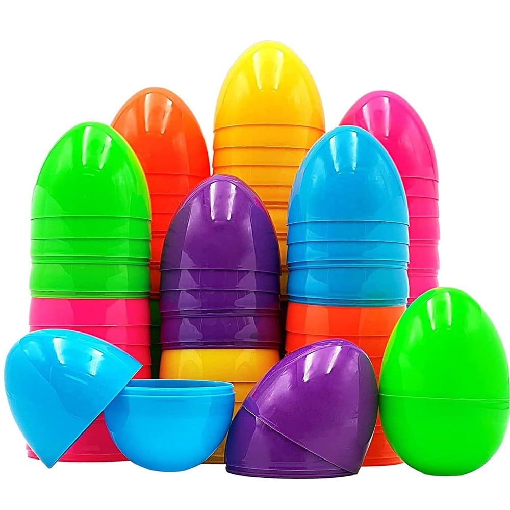 48 Pcs Fillable Toys For Easter Eggs,2.3Inch Large Plastic Easter Eggs,Colorful Bright Eggshell ...