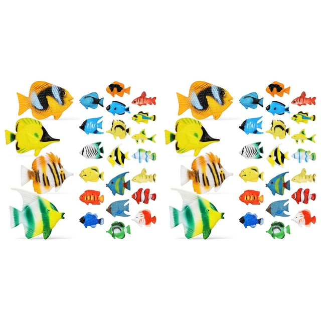 48 Pcs Fish Figurines Tropical Fish Figure Toys Learning Educational ...