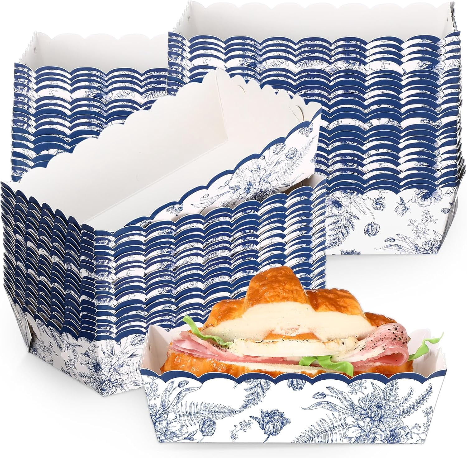 48 Pcs Floral Paper Food Trays Vintage Flower Nacho Boat Trays ...