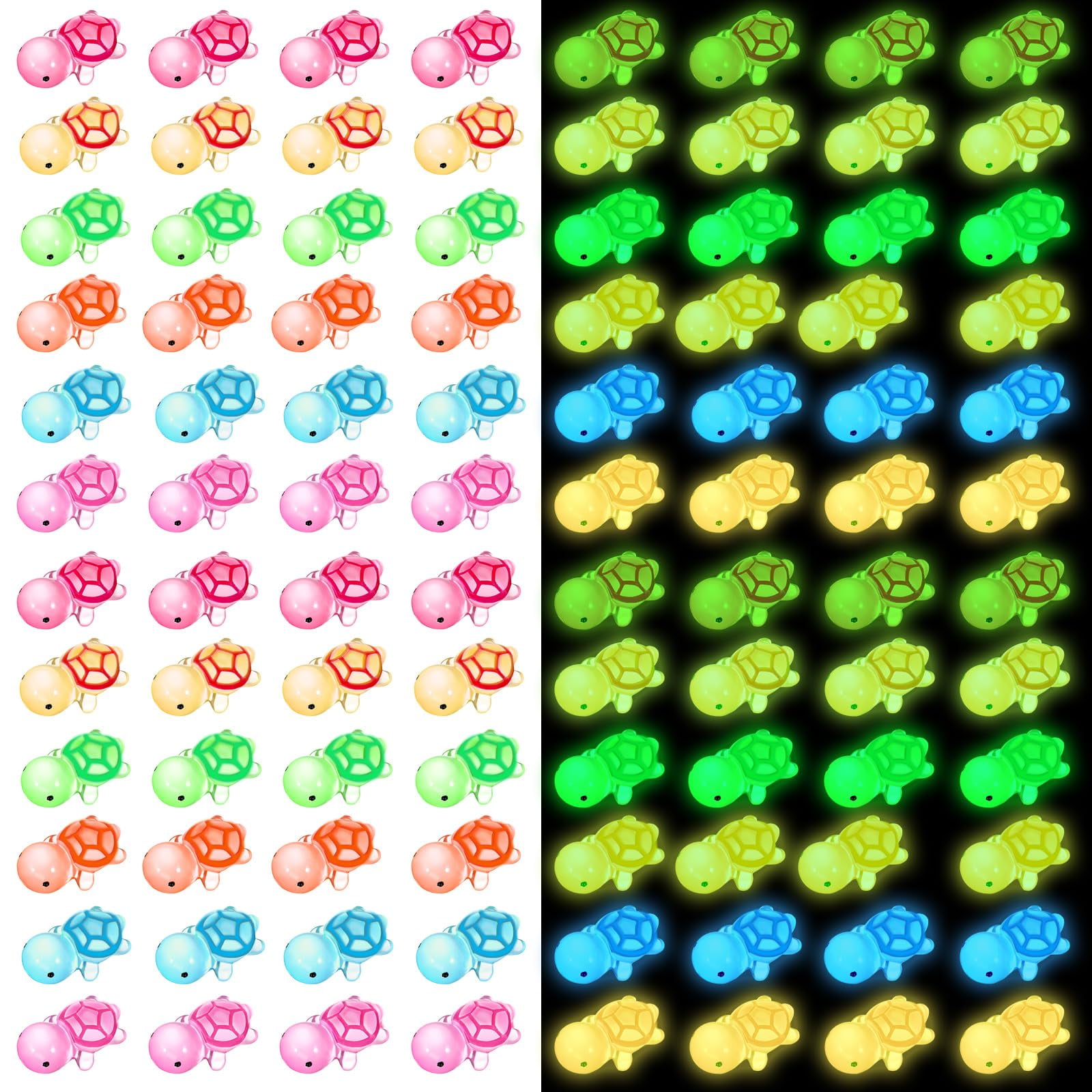 48 Pcs Glow in the Dark Turtle Figure Bulk Luminous Mini Sea Turtle ...