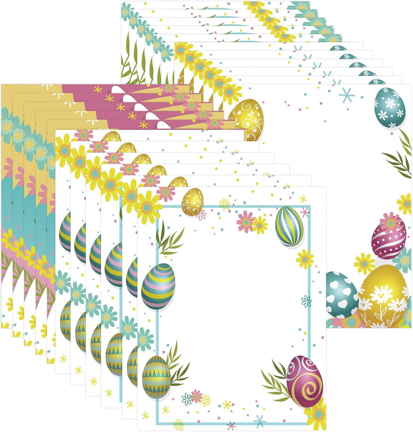 48 Pcs Happy Easter Day Stationery Letter Writing Paper - 8.5 x 11 Inch ...