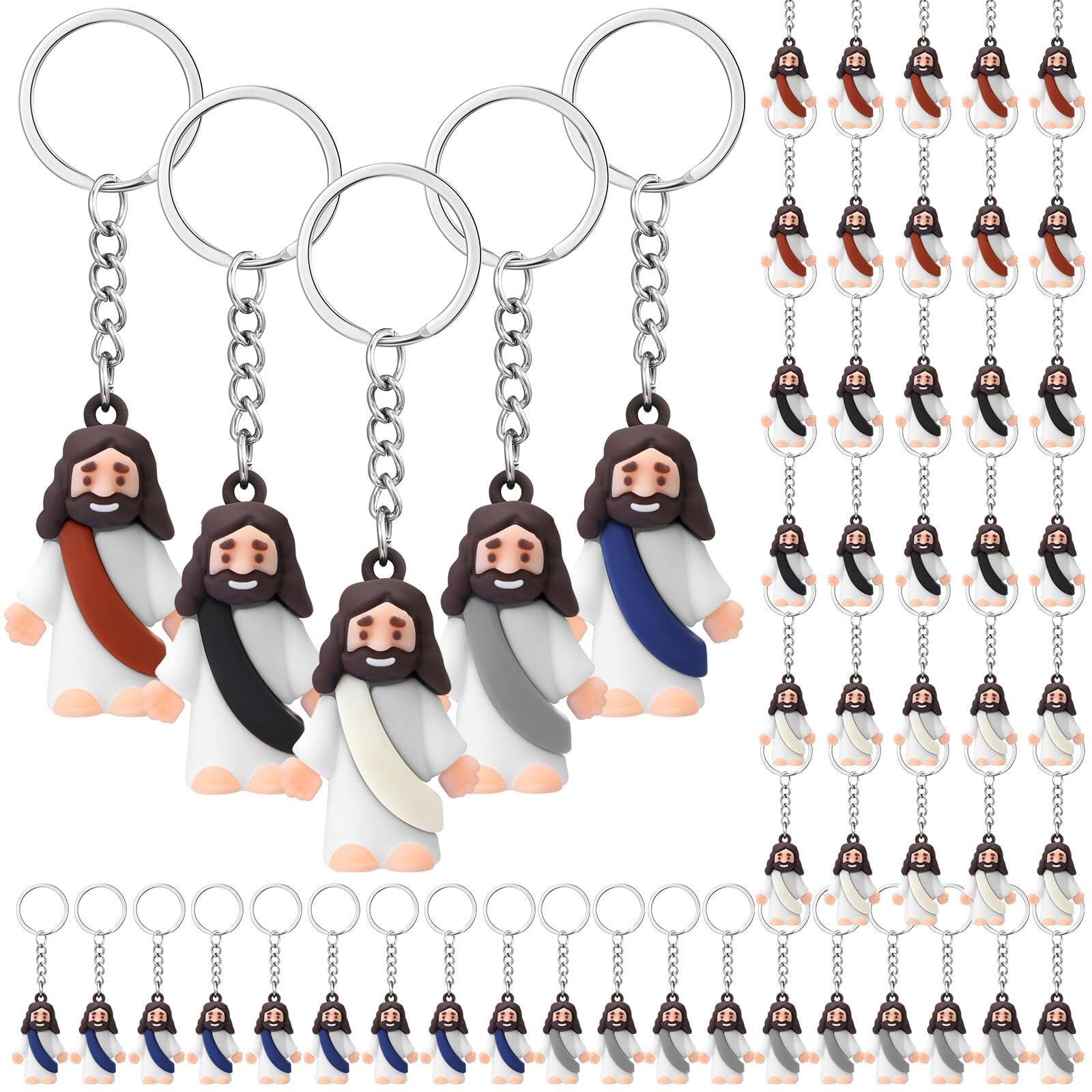 48 Pcs Jesus Toys Figurine Christian Keychain Jesus Doll Religious ...