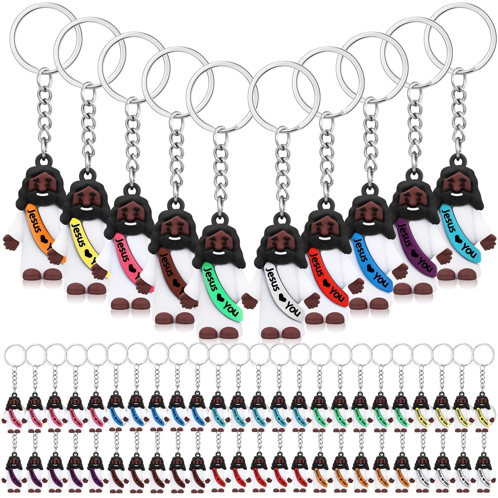48 Pcs Jesus Toys Figurine Christian Keychain Jesus Doll Religious ...