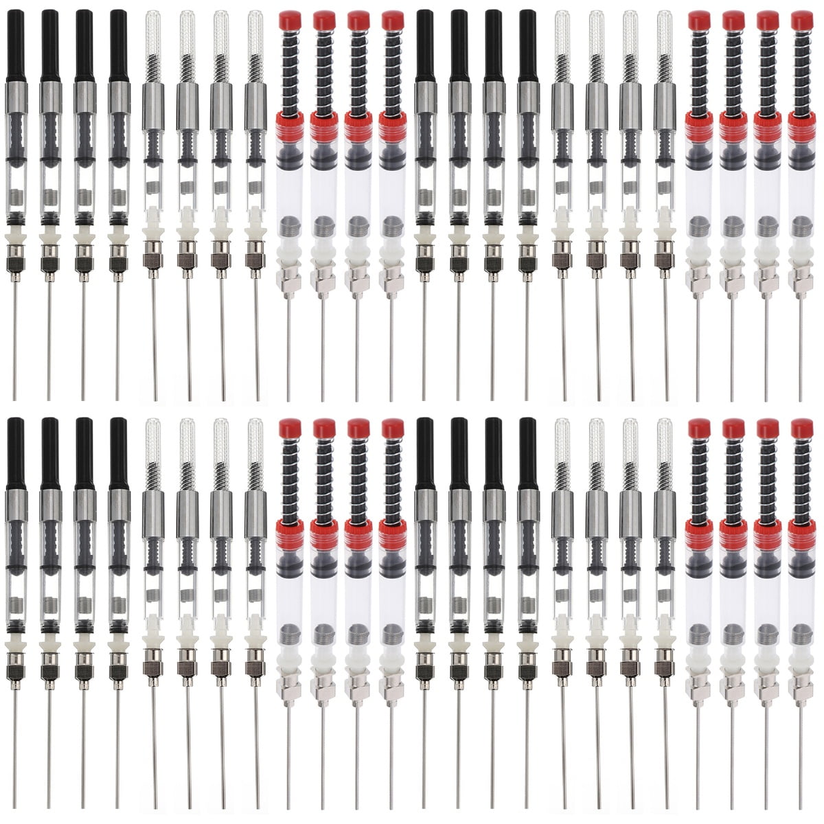 MERRYHAPY 48pcs Red Silver Black Fountain Pen Spring Converter Ink ...