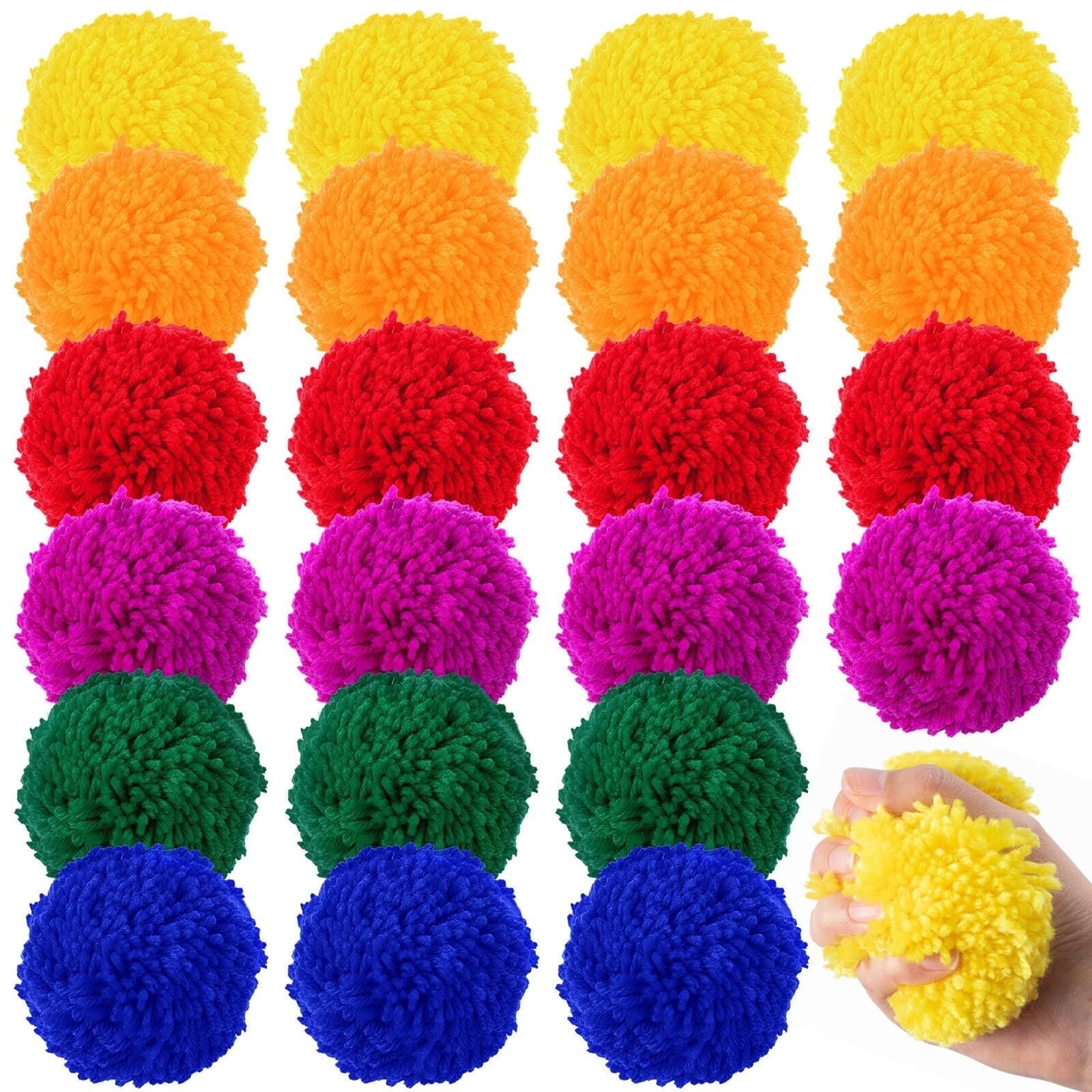 24 Pcs Kickball Dodgeballs 3.5 Inches Soft Acrylic Yarn Dodgeballs ...