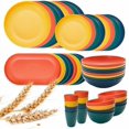 48-Pcs Kitchen Wheat Straw Dinnerware Set, Service for 8, Plastic ...