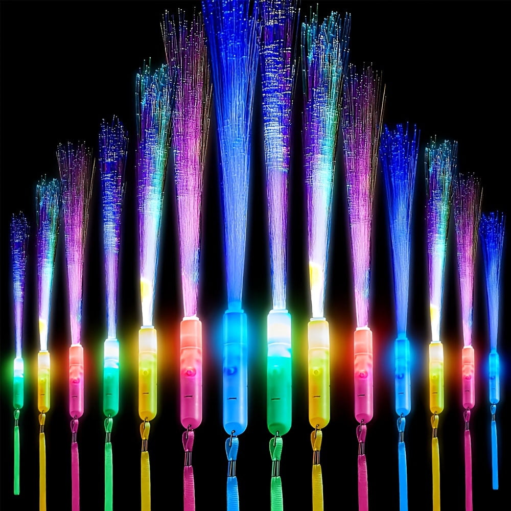 48 Pcs LED Fiber Optic Wands Colorful Flashing Optic Light Stick 3 ...