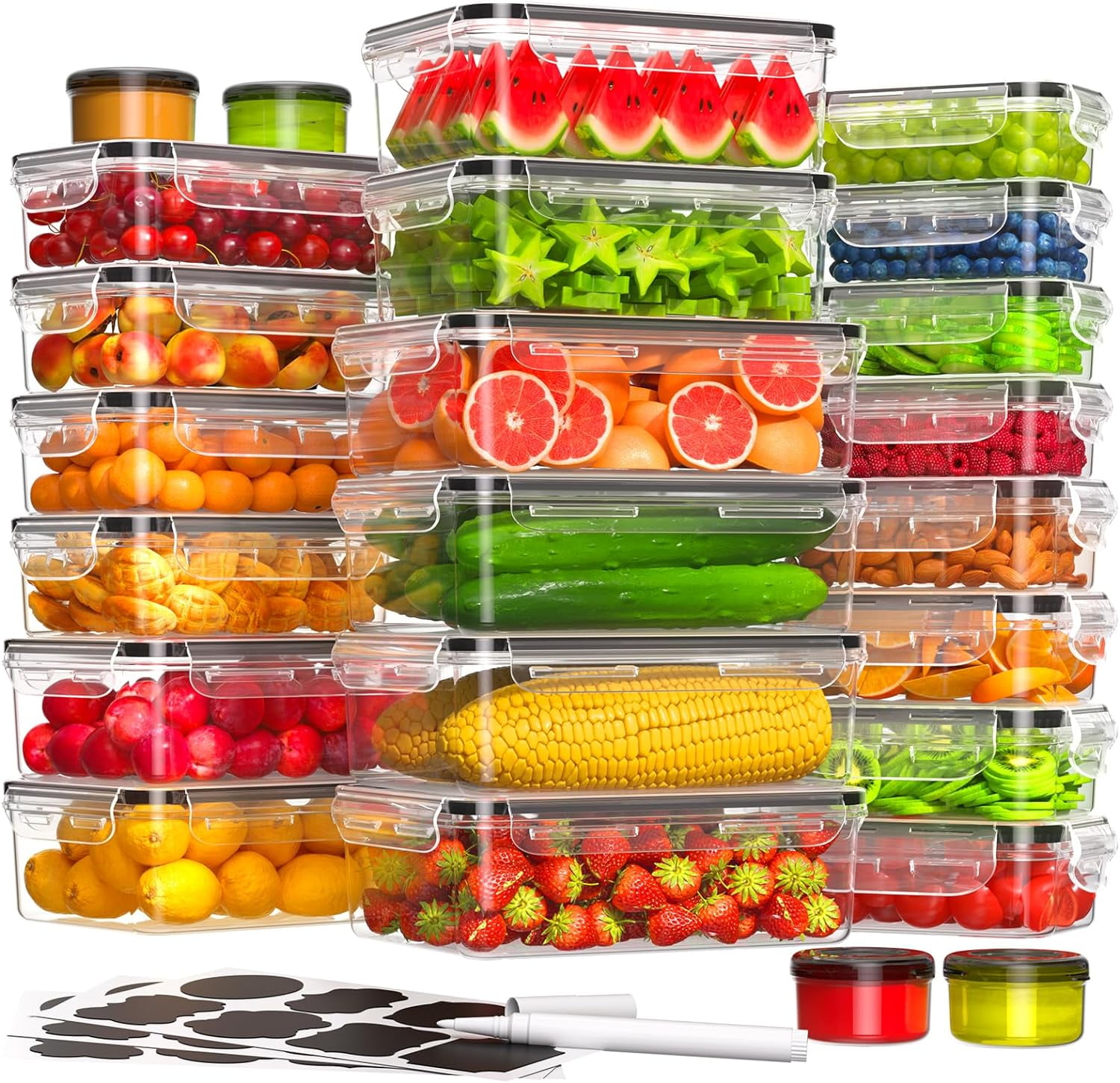 48 Pcs Larger Food Storage Containers with Lids Airtight (24 Containers ...