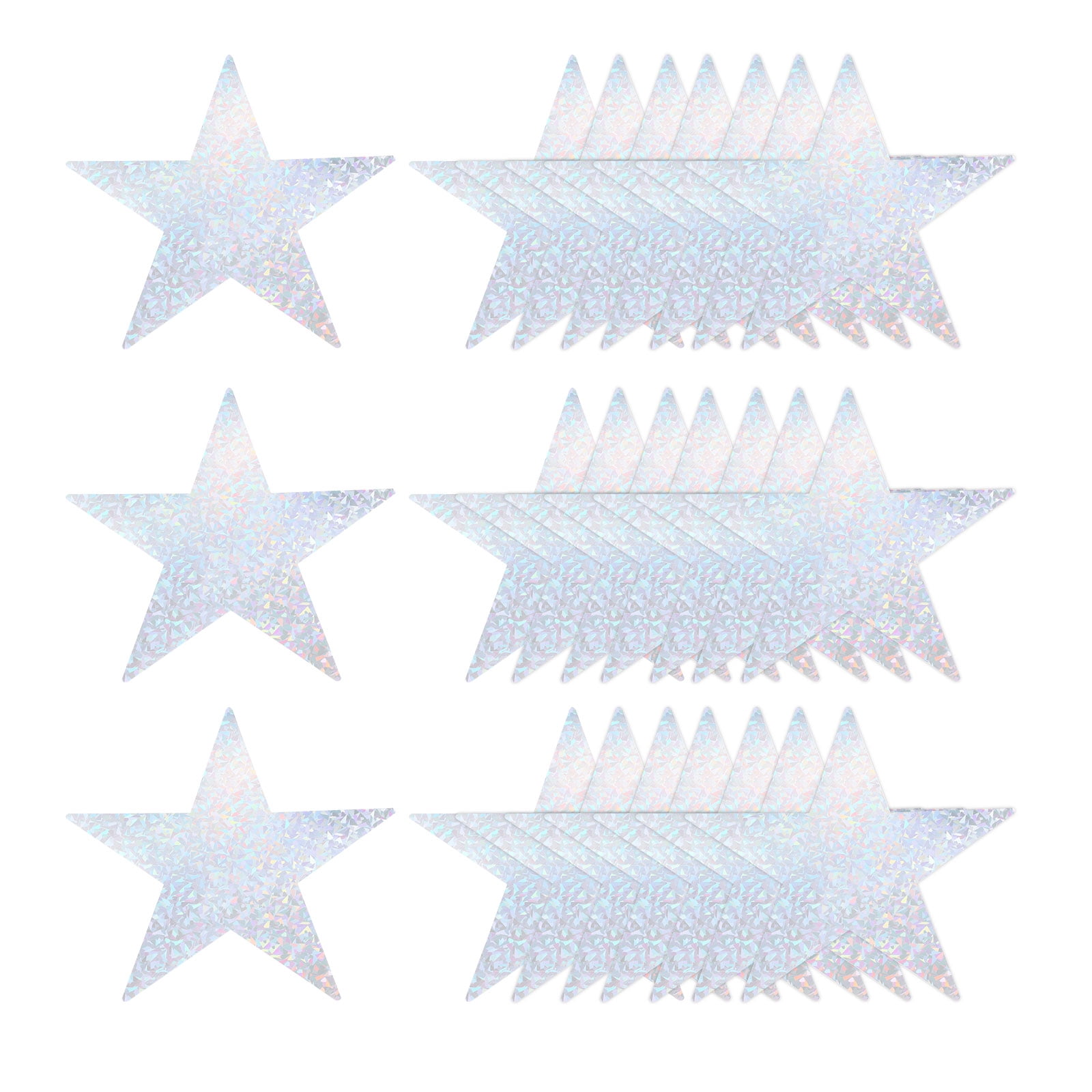 48 Pcs Laser Silver Stars Cutouts, 6 Inch Double Printed Paper Stars ...