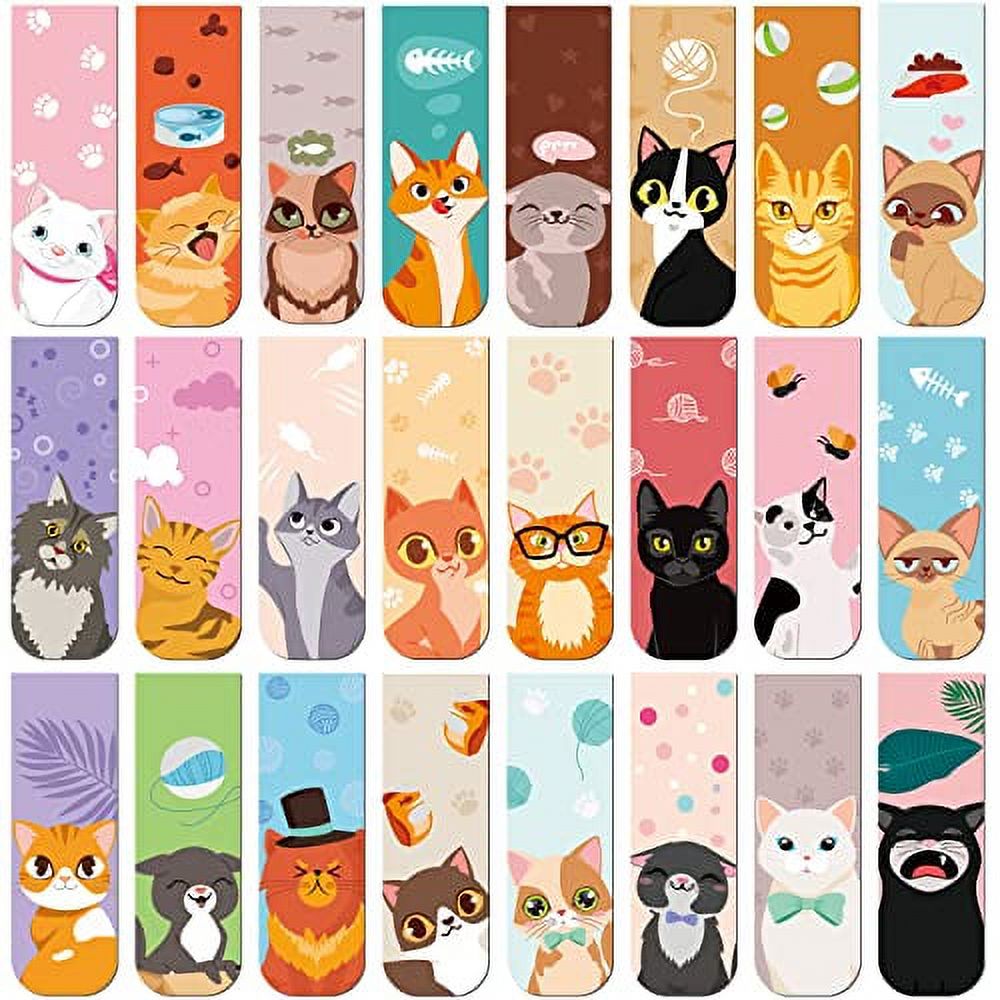 48 Pcs Magnetic Bookmarks Cute Dogs Cats Magnetic Page Markers Puppy ...