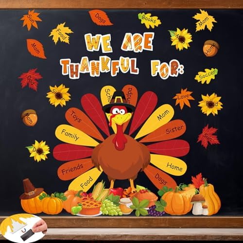 48 Pcs Magnetic Thanksgiving Bulletin Board Decorations Set We are ...