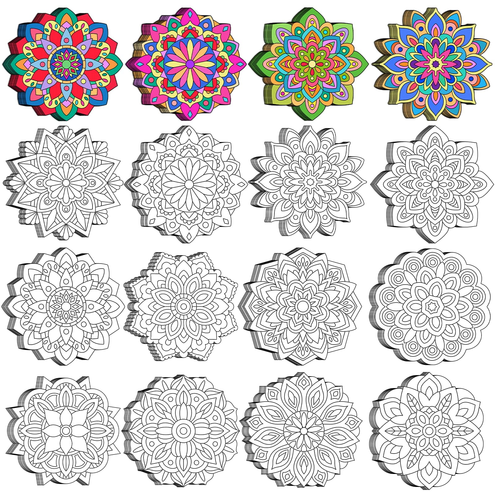 48 Pcs MandalaTRDN Coloring Cutouts Set DIY Your Own Cards Painting ...