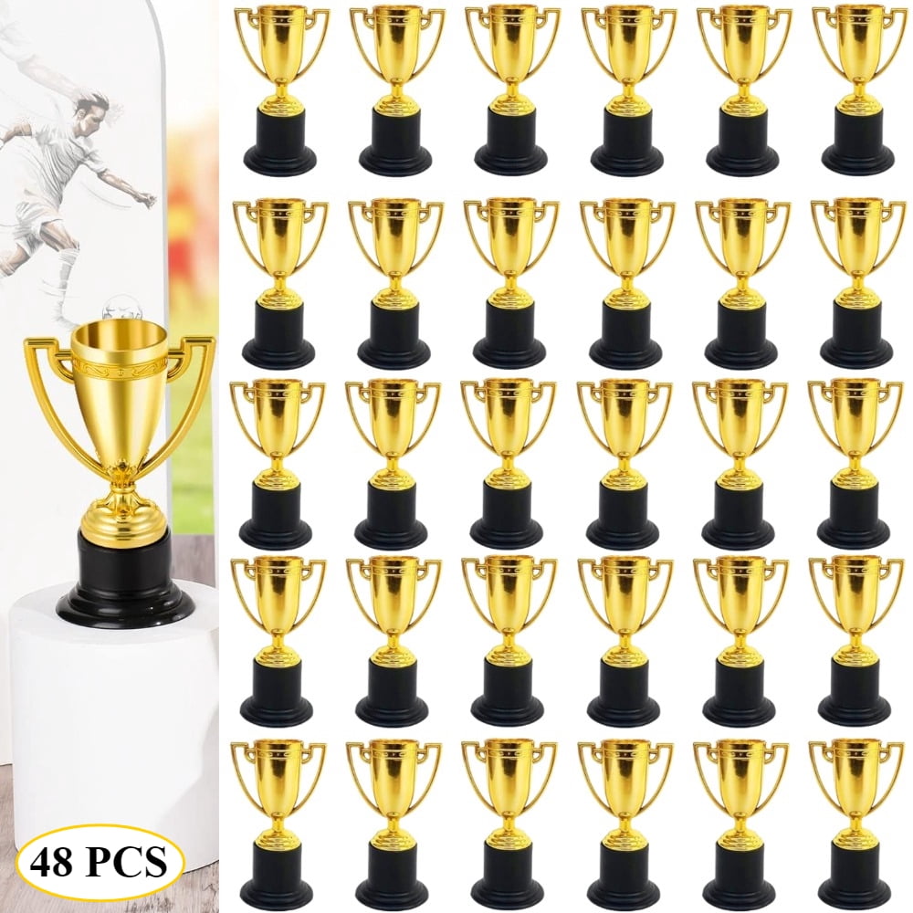 48 Pcs Mini Gold Trophy Awards, Elegant Yellow Trophy Cups with Sturdy ...