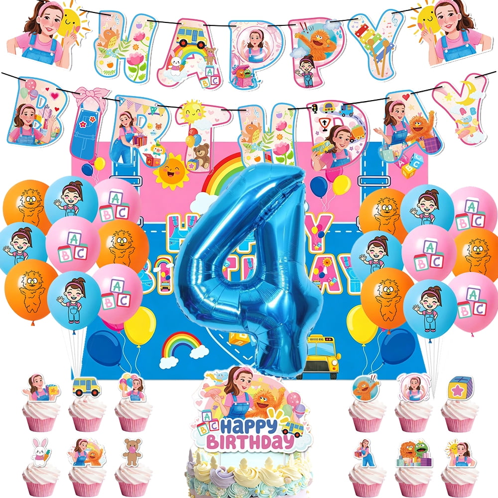 48 Pcs Ms Birthday Party Decoration Rachel Set Banners ,Balloons ...