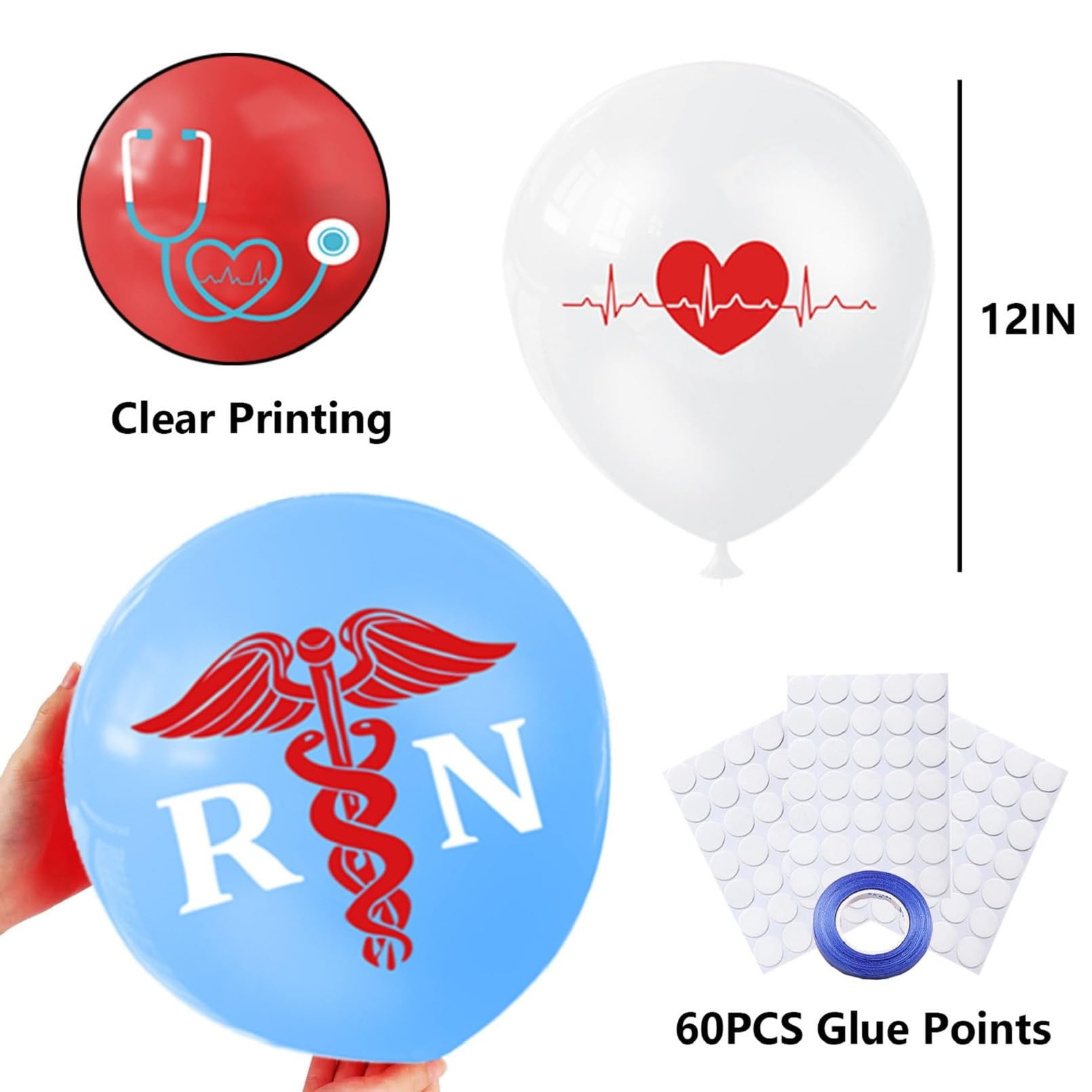 48 Pcs Nurse AJH3 Balloons Nursing Latex Balloon Decorations for RN ...