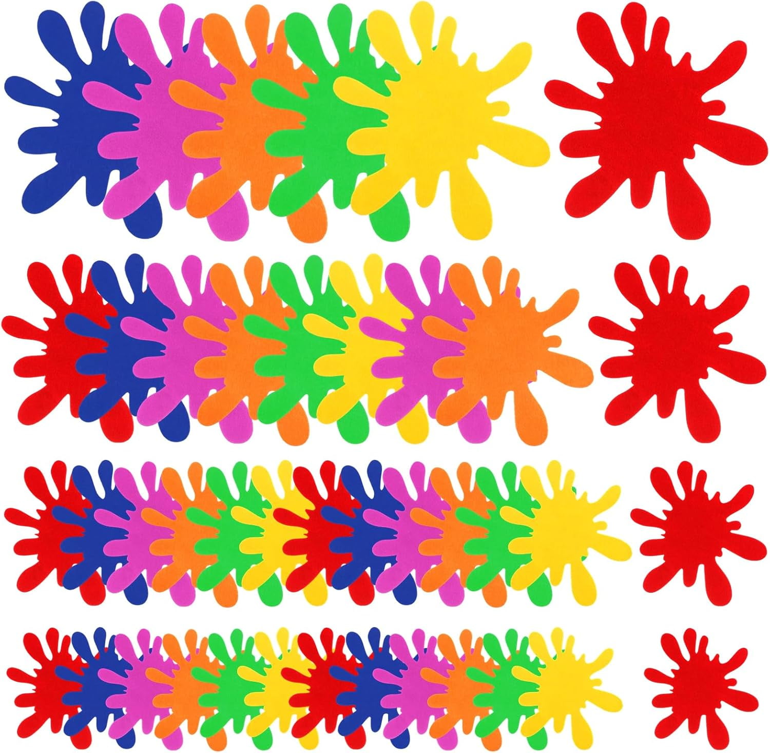 48 Pcs Paint Splatter Cutouts 4 Sizes Felt Colorful Decor Mats - Art ...