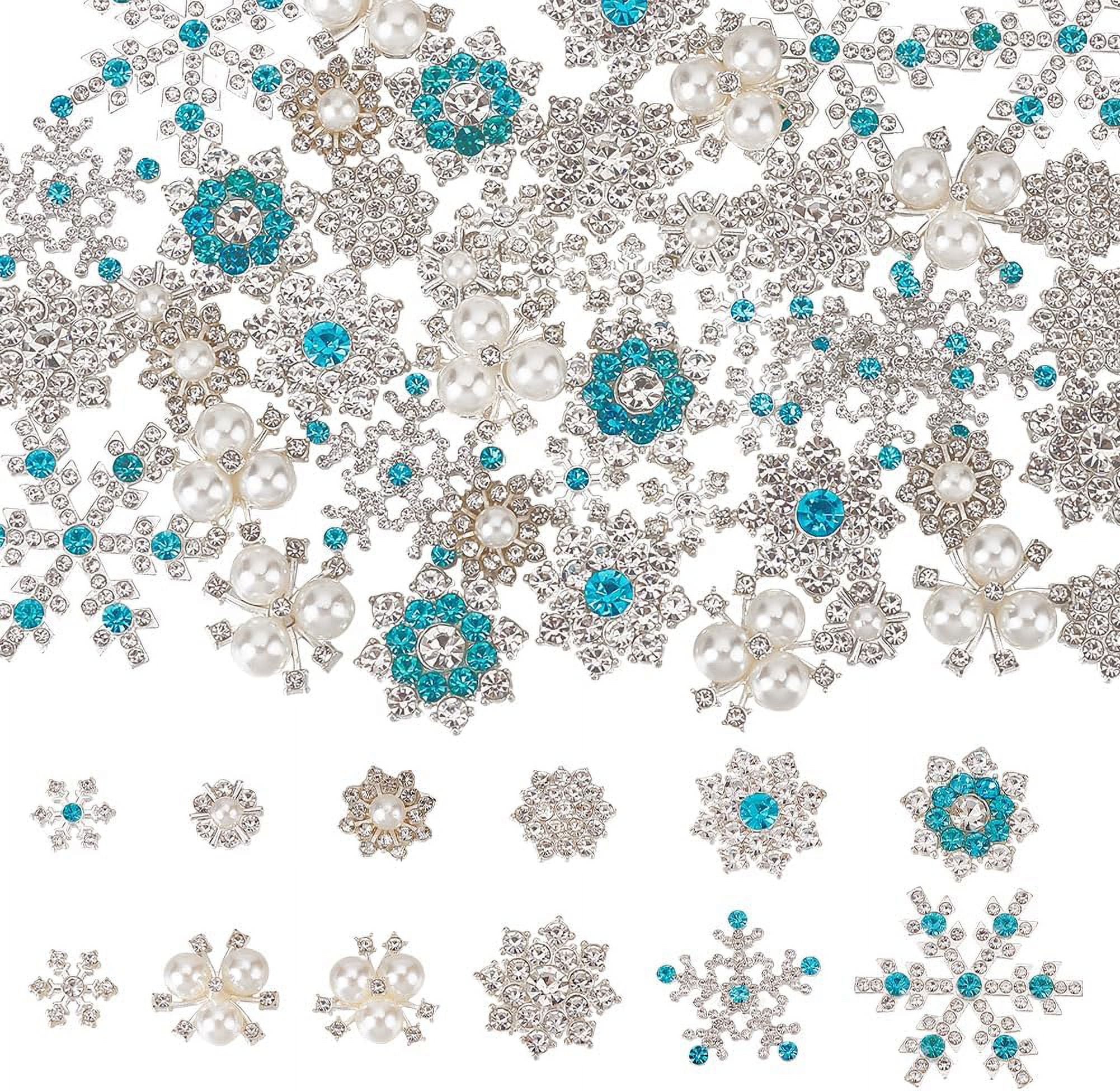 48 Pcs Pearl Rhinestone Cabochons 12 Styles Alloy Faux Pearl ...