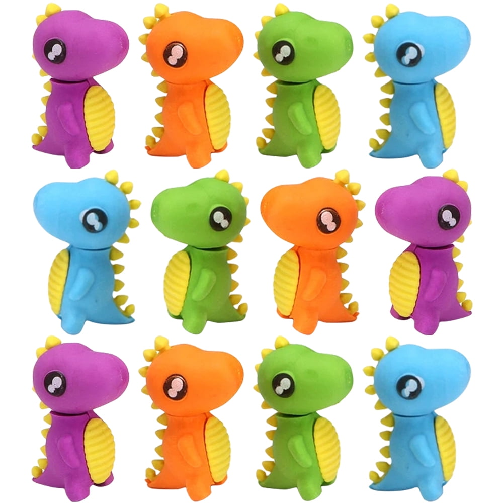 48 Pcs Pen Topper Dinosuar Erasers Cute Mini Dinosaur Eraser Gift ...