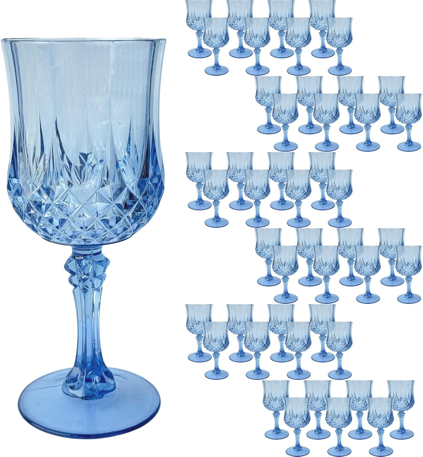 48 Pcs Plastic Blue Wine Glasses，Plastic Cordial Glasses，Plastic ...