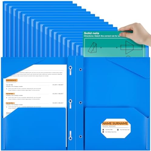 48 Pcs Plastic Folder with Clear Front Pocket and 3 Prongs Heavy Duty ...