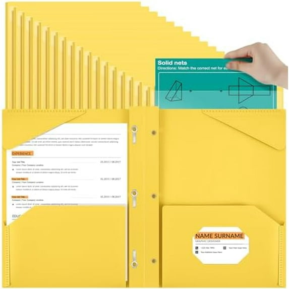 48 Pcs Plastic Folder with Clear Front Pocket and 3 Prongs Heavy Duty ...