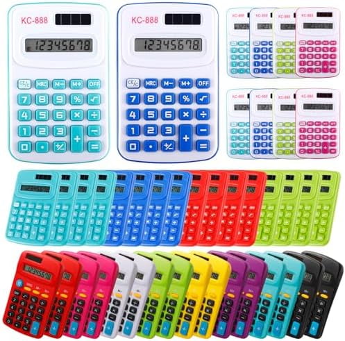 48 Pcs Pocket Calculator,Pocket Size Basic Calculators,8 Digit Display ...
