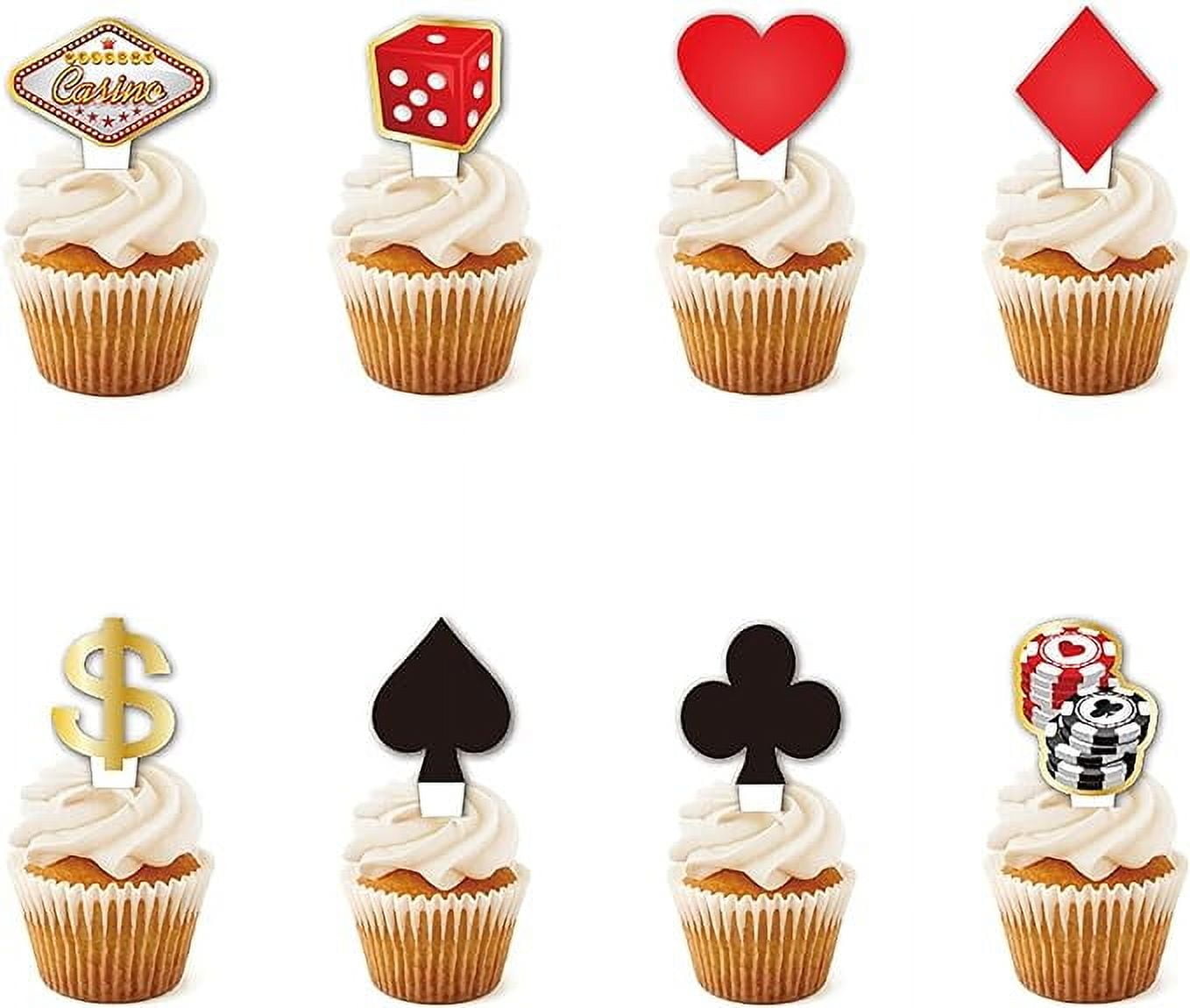 48 Pcs Poker Theme Cupcake Toppers Las Vegas Theme Cupcake Decorations ...
