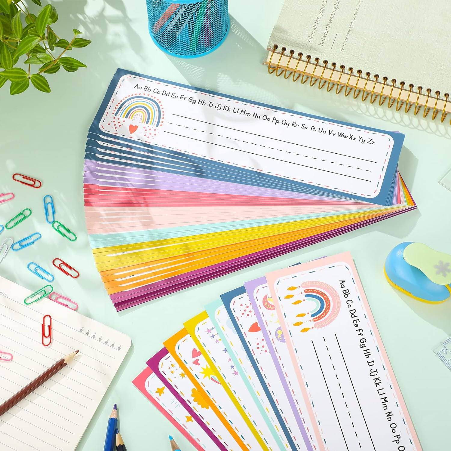 48 Pcs Rainbow Name Plates Bright Boho Manuscript Name Tag Blank ...