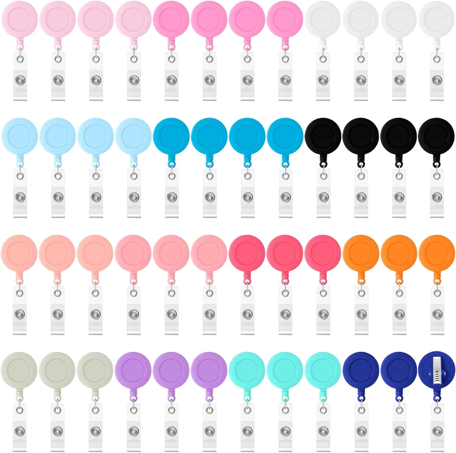 48 Pcs Retractable Badge Reel 25" Retractable ID Badge Holder with 360 ...