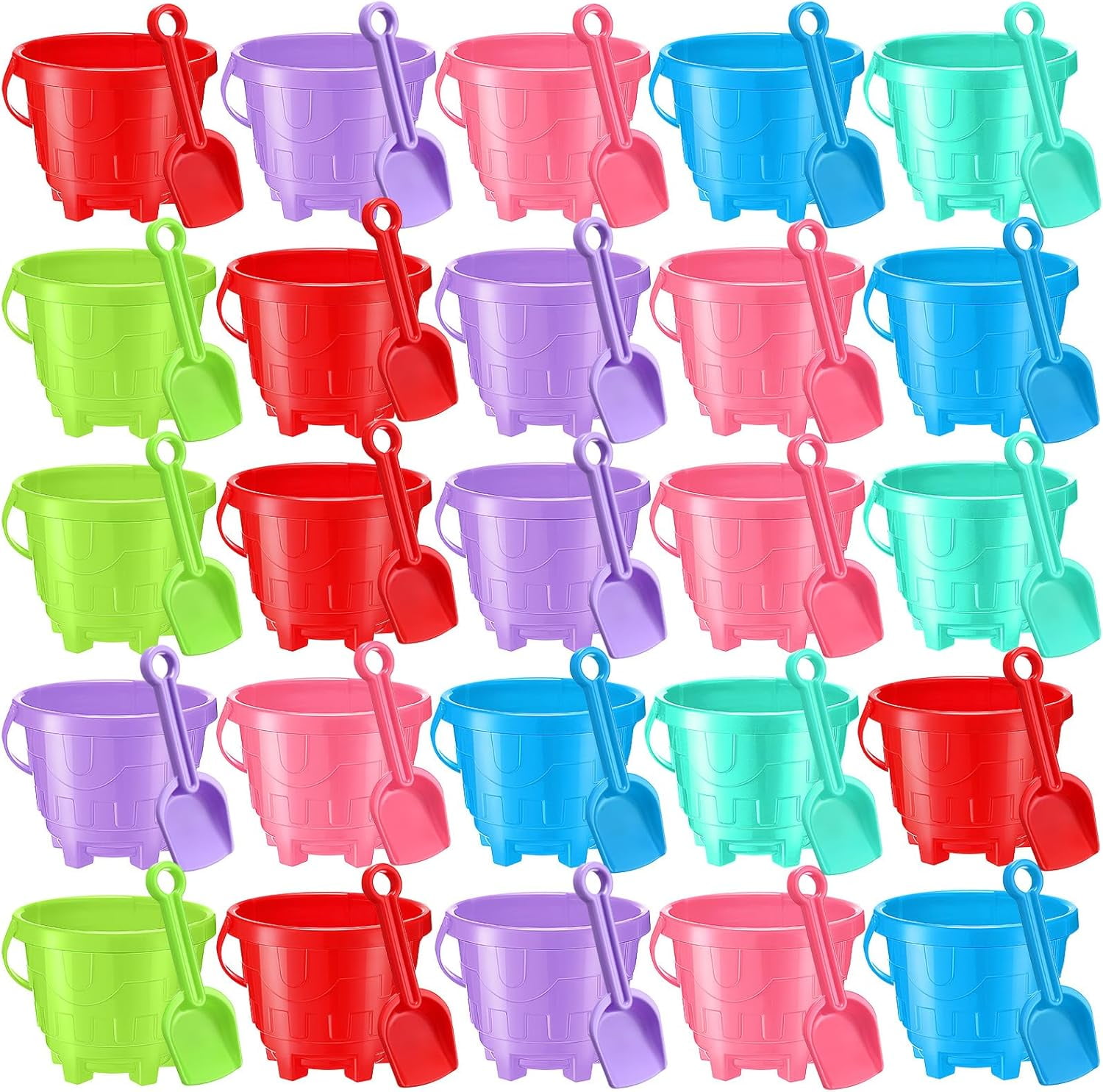 48 Pcs Sand Buckets Bulk Set with Shovels for Kids Beach , Sand Castle ...