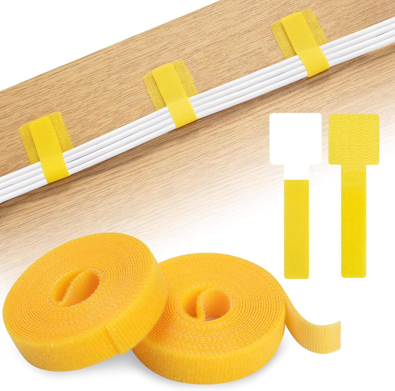 48 Pcs Self Adhesive Reusable Hook and Loop Cable Ties with 2 Rolls ...