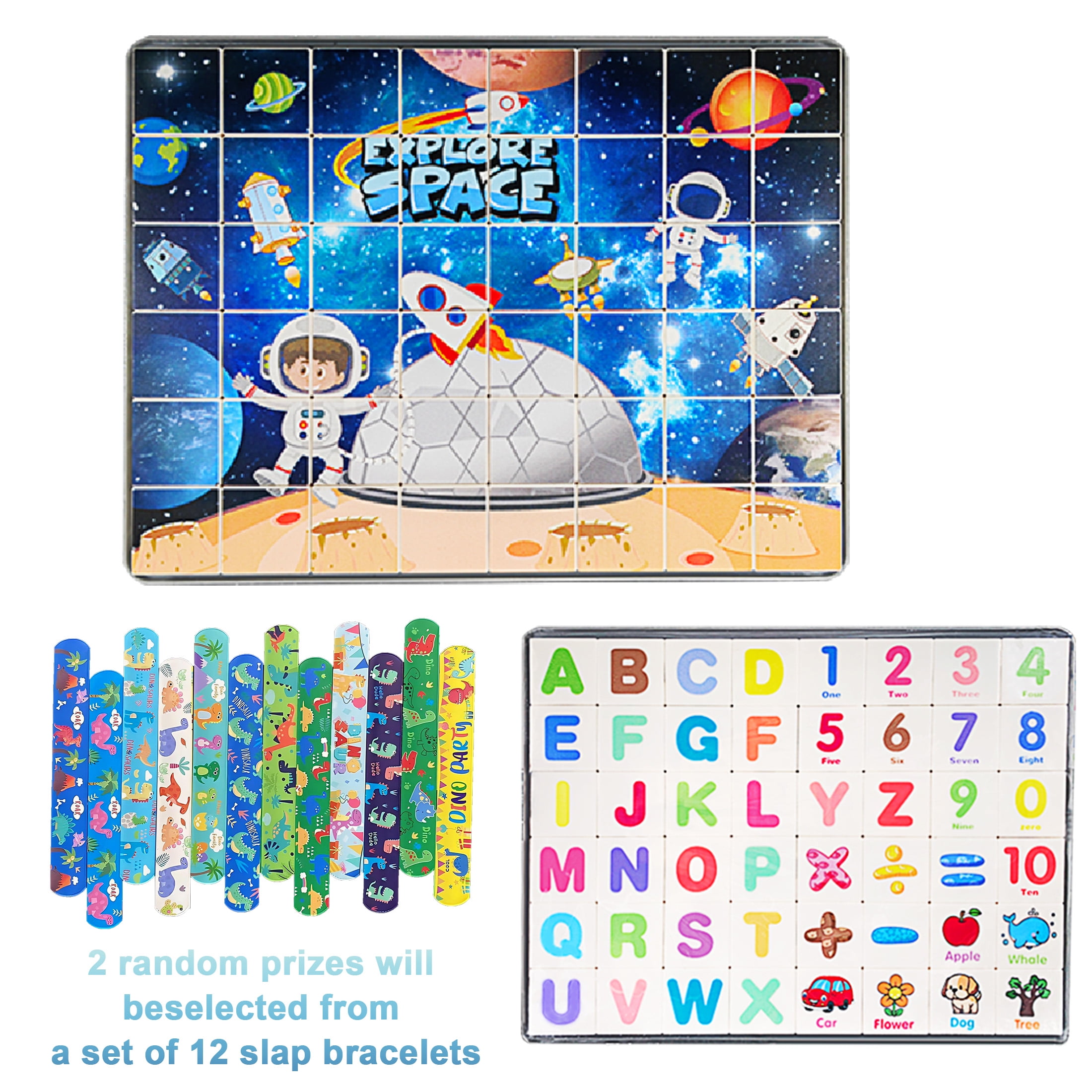 48 Pcs Slide Puzzles with Drawing Board, Montessori Matching Game ...
