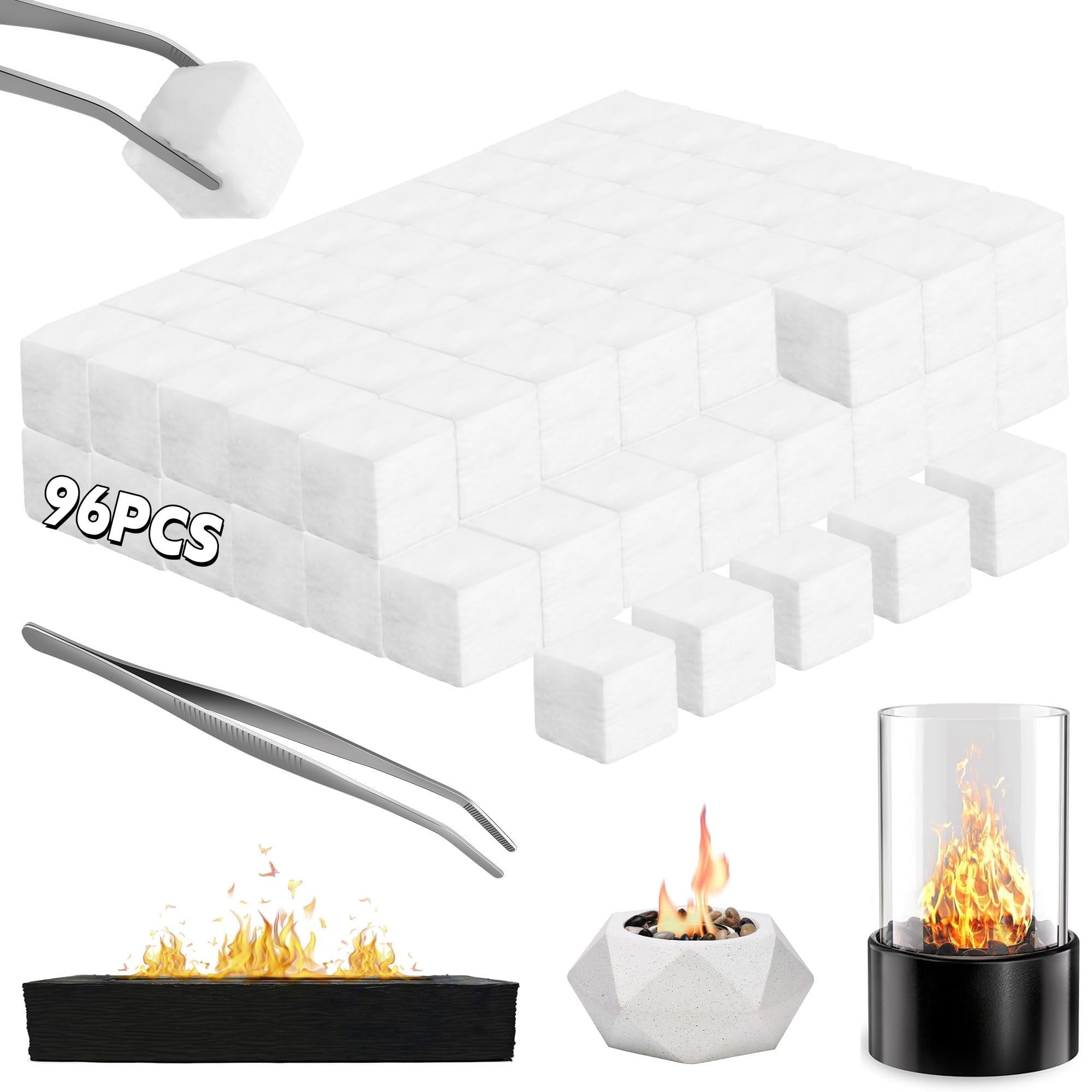 48 Pcs Small Ceramic Wool Wick for Tabletop Fire Pit, Carbon Felt Wick ...
