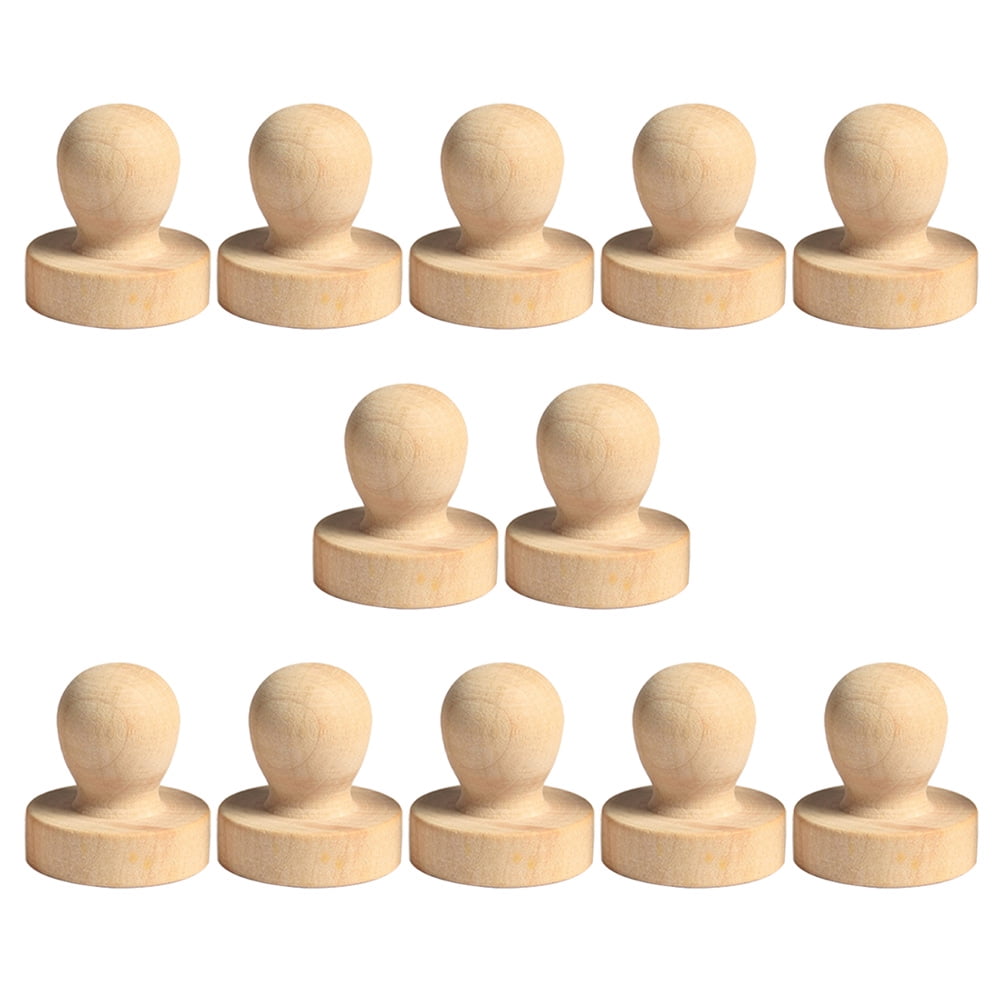 48 Pcs Solid Wood Stamp Handle Stamps Wooden Seal Stamper Universal DIY ...