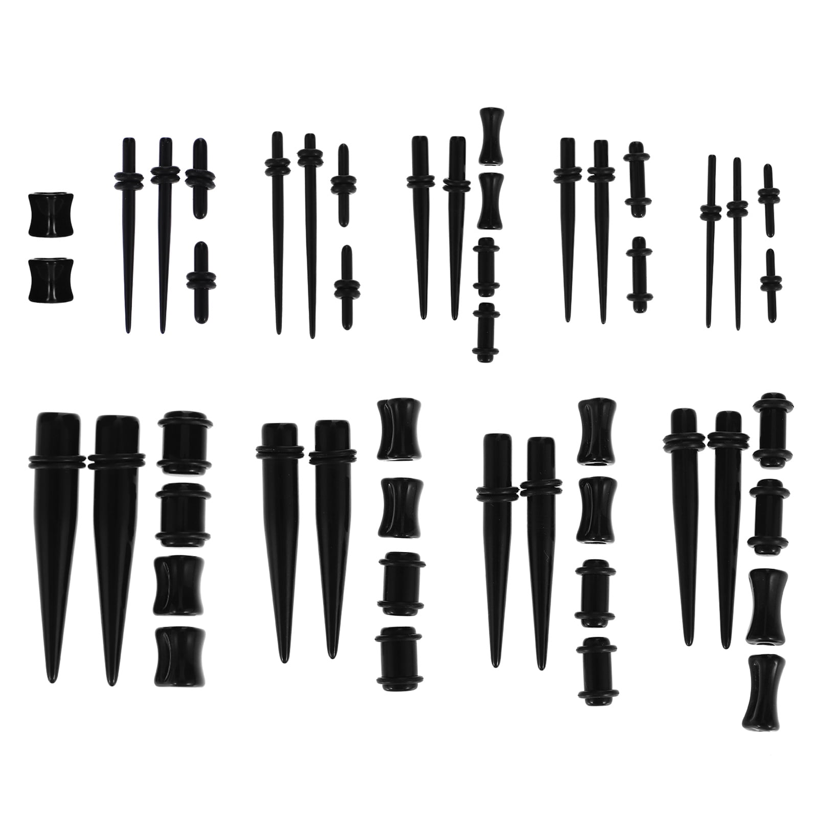 Vosarea Black Acrylic Ear Gauges Stretching Kit with Comfortable Tapers ...