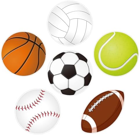 48 Pcs Sports Ball Cutouts Basketball Football Volleyball Tennis Soccer ...
